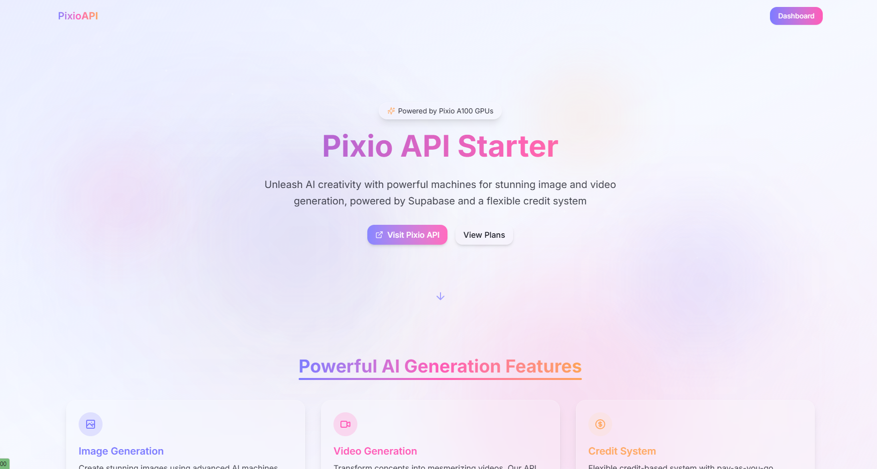 GitHub - afarhadi99/pixio-api-starter: A SaaS starter that uses Pixio API, Supabase, and Stripe